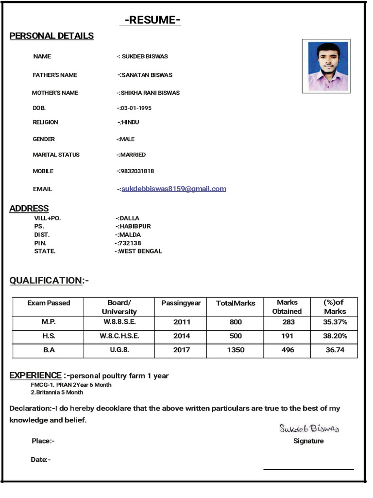 Resume: Personal Details | PDF