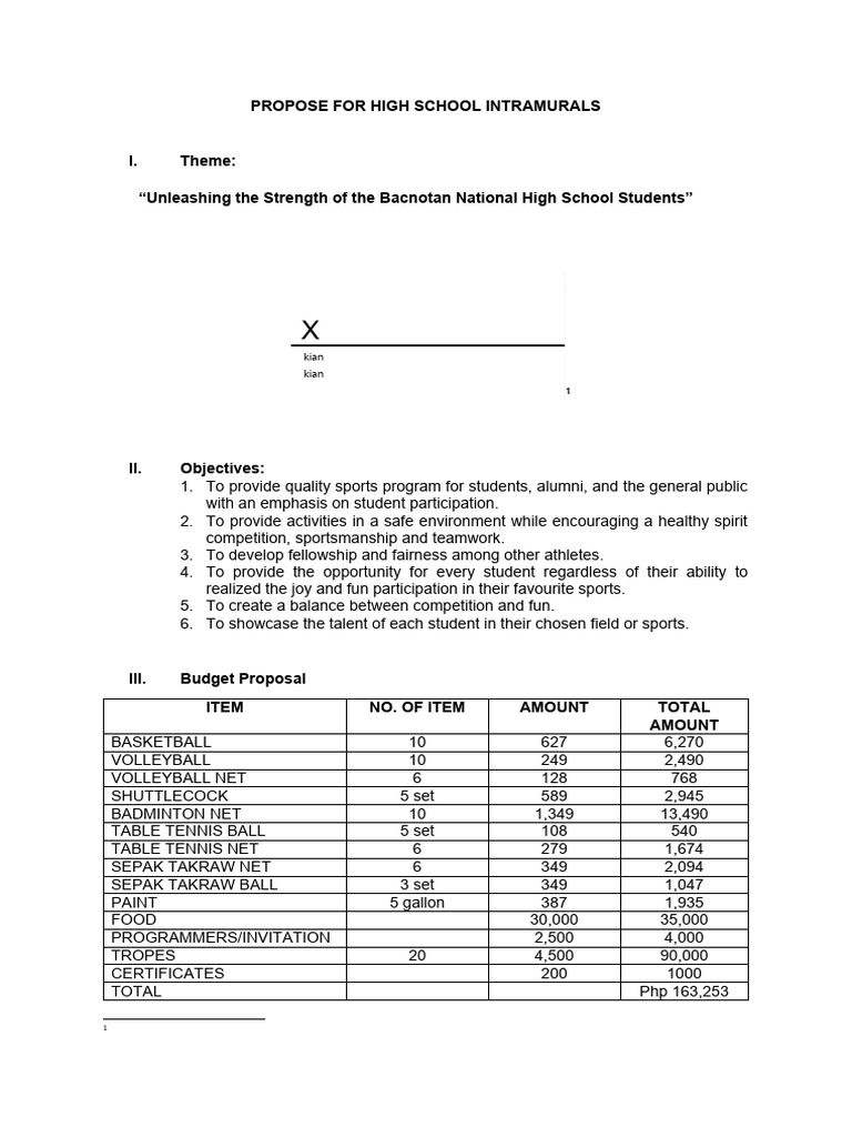 Intramurals Proposal (Finalized) | PDF | Games Of Physical Skill ...