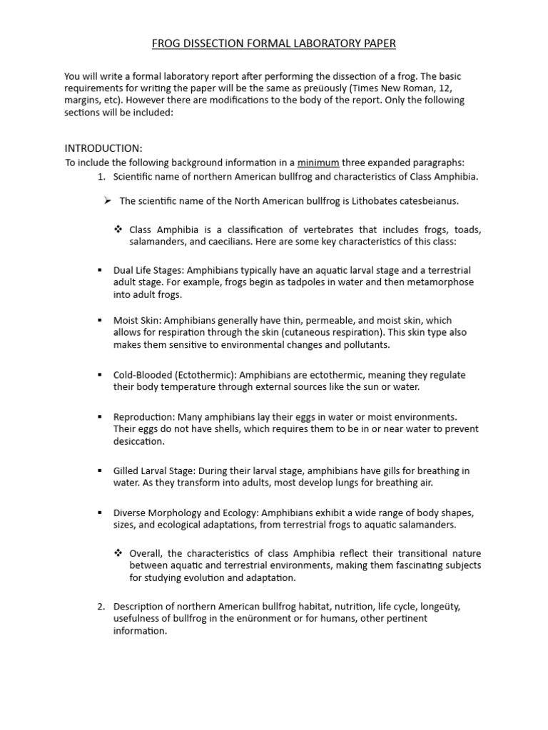Group 3 Da Vinci Frog Dissection Formal Labolatory Paper | PDF | Small ...