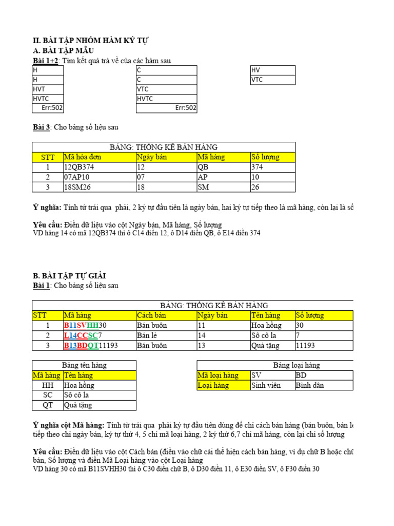 Chuong3 ThucHanh BAITAPEXCEL7Nhom | PDF