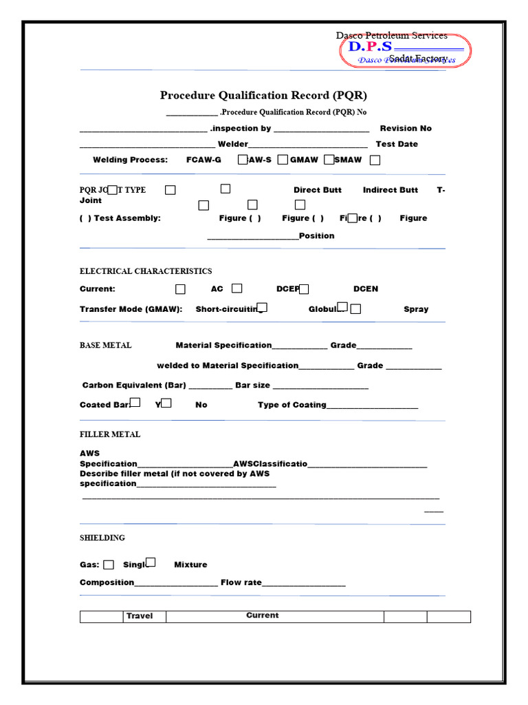 Procedure Qualification Record (PQR) | PDF | Welding | Construction