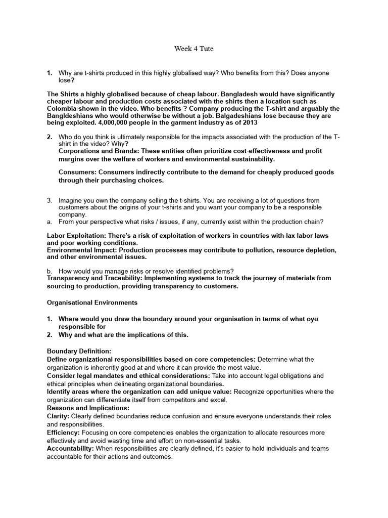 Week 4 Tute | PDF | Outsourcing | Labour Economics