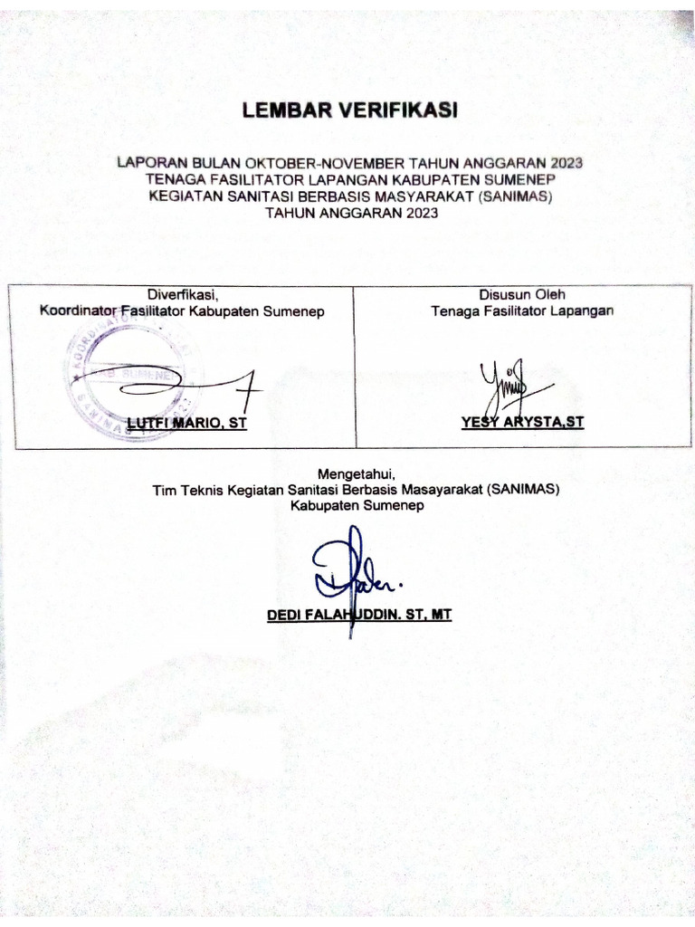 Lembar Verifikasi Lapbul | PDF