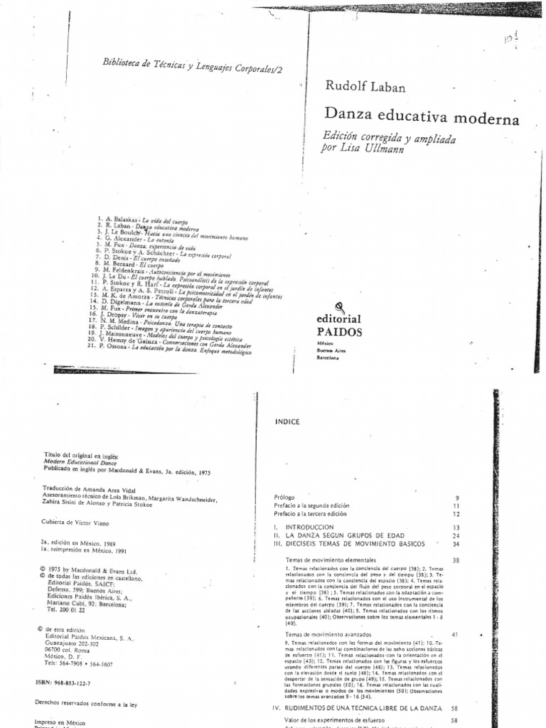 Danza Educativa Moderna Rudolf Von Laban | PDF