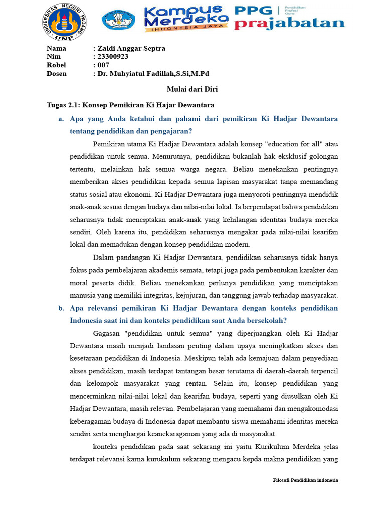 T2 - Mulai Dari Diri - Filosofi - Zaldi Anggar Septra | PDF