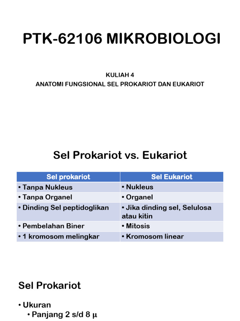 PTK-62106 MIKROBIOLOGI - Kuliah 4 - Anatomi Fungsional Sel Prokariot ...