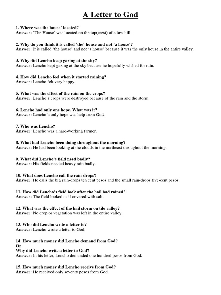 Letter To God | PDF | Hail | Rain