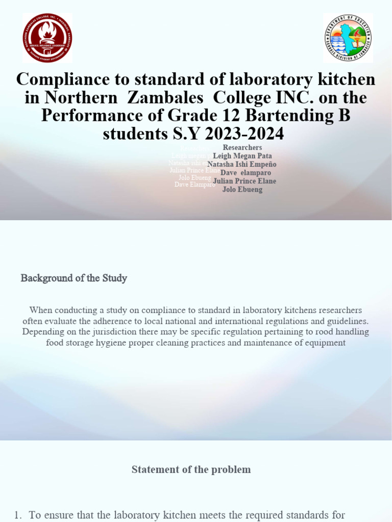 Compliance To Standard of Laboratory Kitchen in Northern Zambales College INC. On The ...