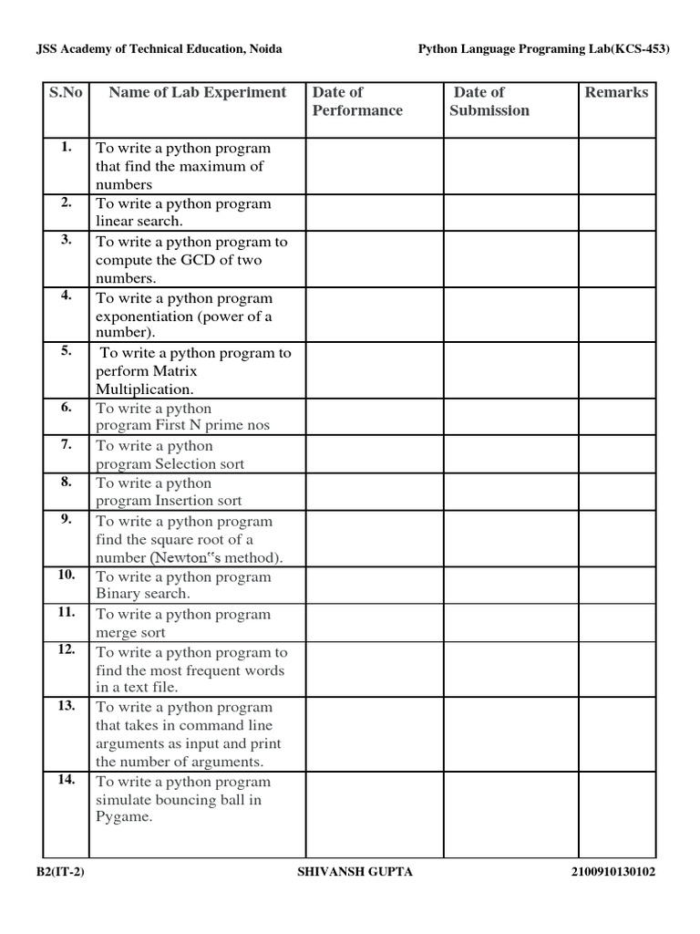 Python Lab Filepdf Pdf Python Programming Language Software Engineering