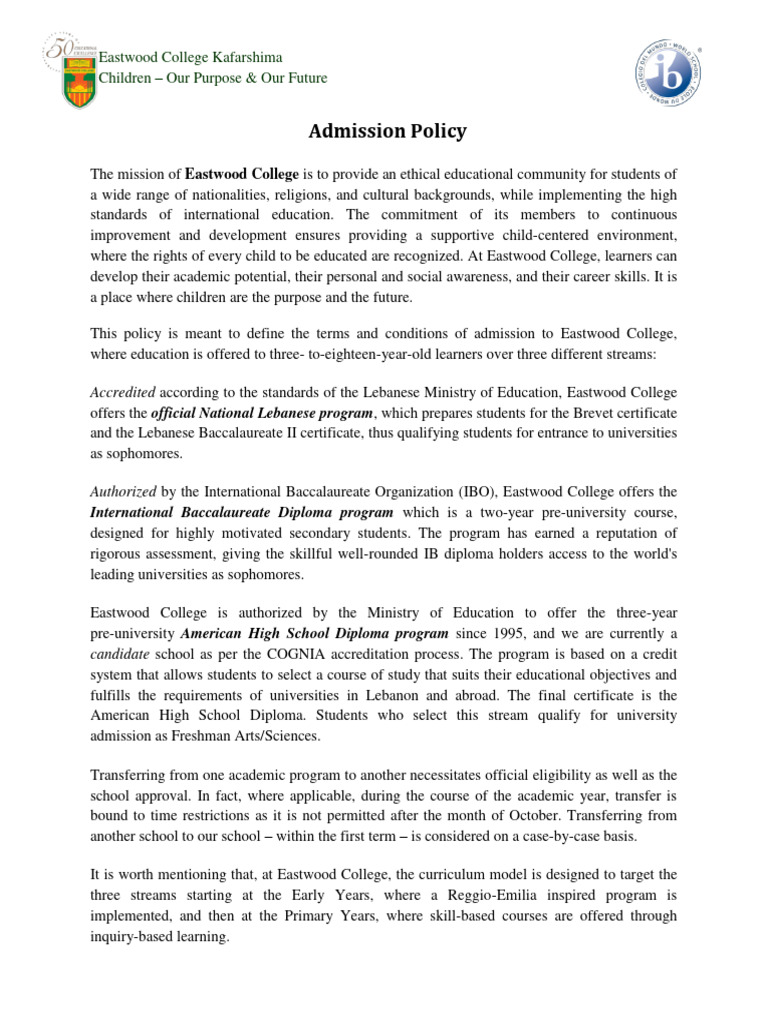 Admission Policy 2023 | PDF | University And College Admission ...