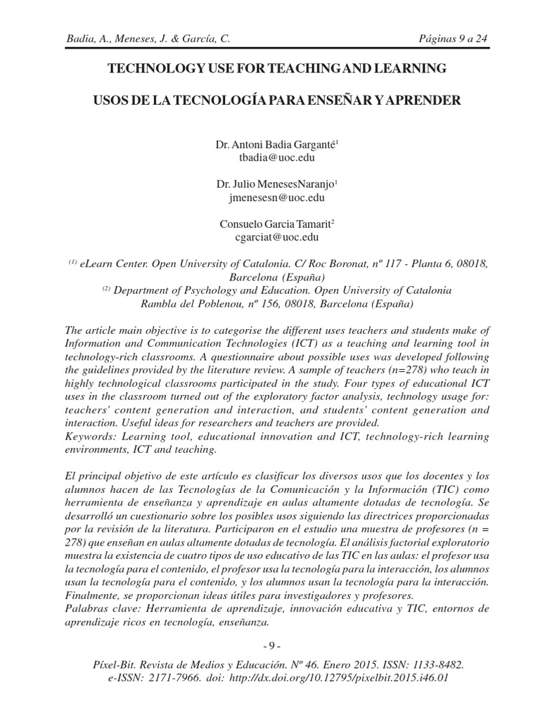 Technology Use Teaching Learning | PDF | Educational Technology | World Wide Web