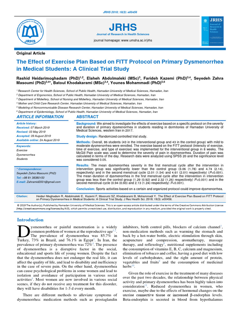 Fiit Protocol On Primary Dysmenorrhea | PDF | Public Health | Clinical ...
