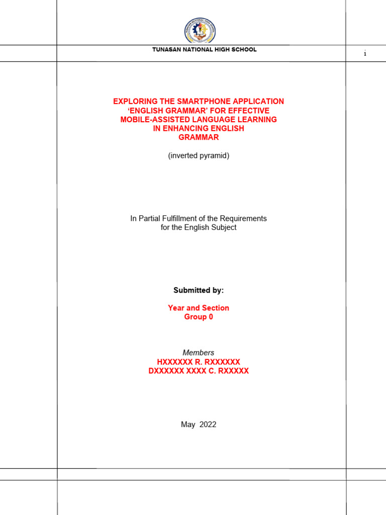 TNHS FULL PAPER Research Template Written Output | PDF | Methodology ...