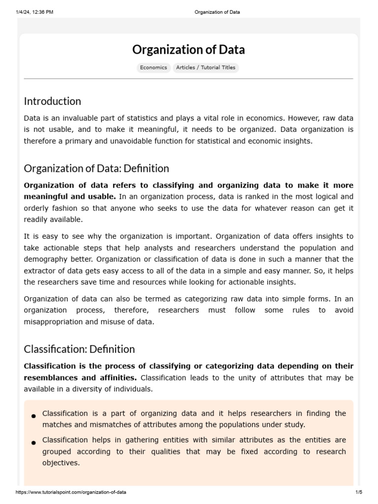 Organization of Data | Download Free PDF | Data | Quantitative Research