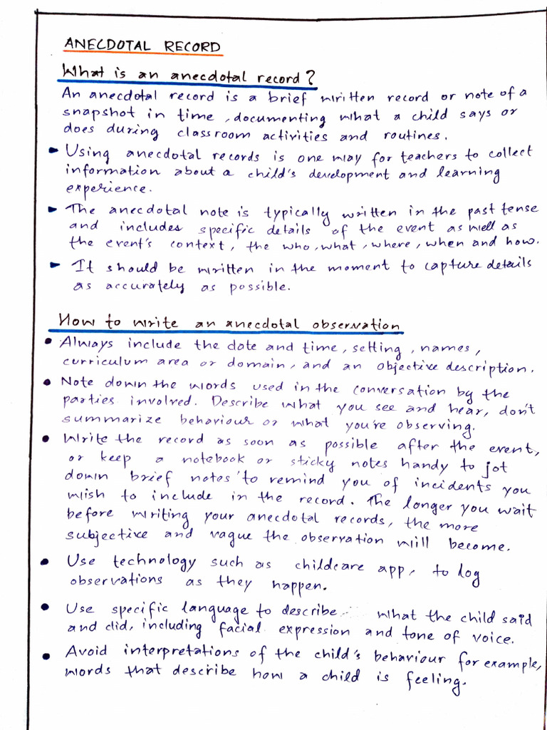 Anecdotal Record | PDF