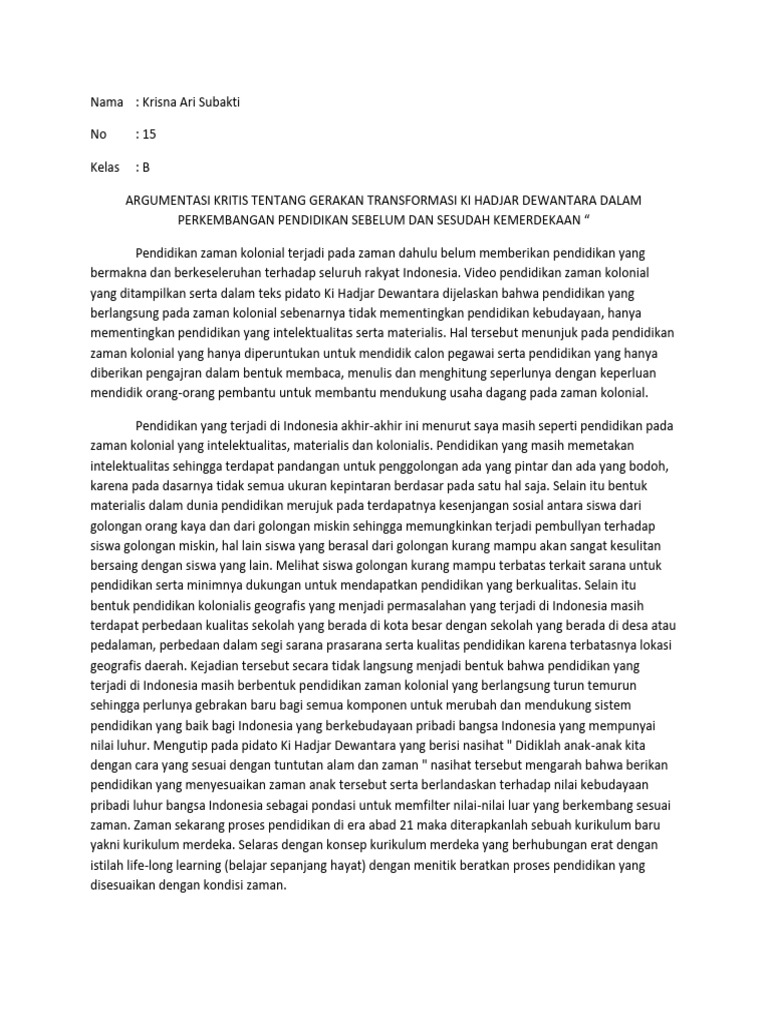 Filosofi Pendidikan Argumentasi Kritis - Krisna Ari Subakti | PDF | Ilmu Sosial