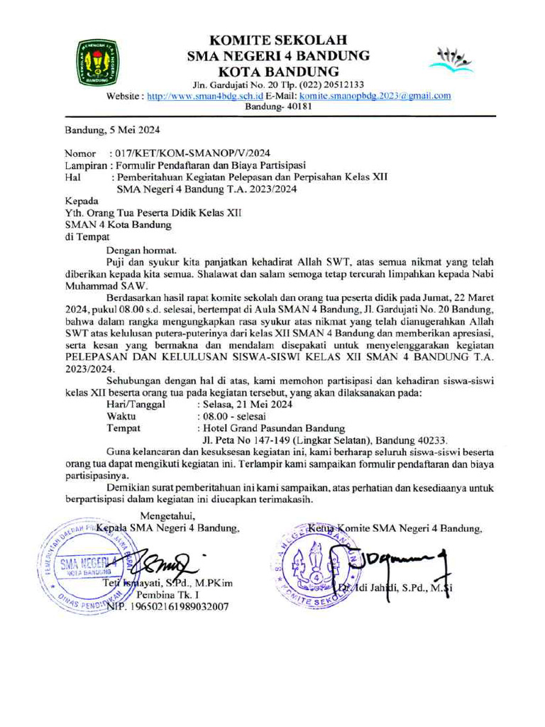Surat Pemberitahuan Kegiatan Pelepasan Dan Perpisahan Kelas Xii Sman 4 ... Surat Pemberitahuan Kegiatan Pelepasan Dan Perpisahan Kelas Xii Sman 4 ...