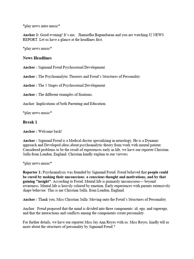 SCRIPT NEWS REPORT | PDF | Id | Sigmund Freud