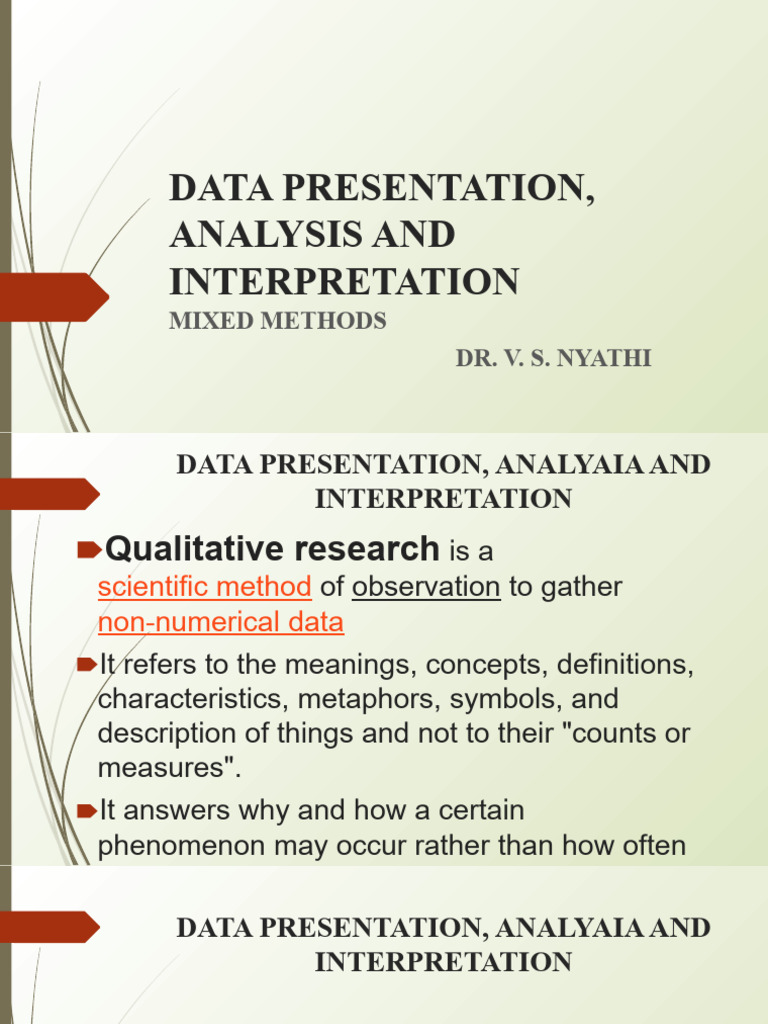 Qualitative Data Presentation, Analysis and Interpretation | PDF ...