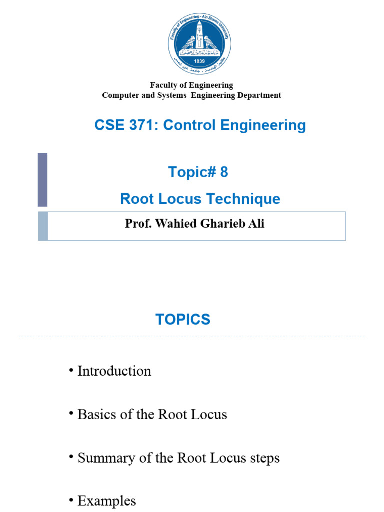 Root Locus Technique in Control Engineering | PDF | Control Theory ...