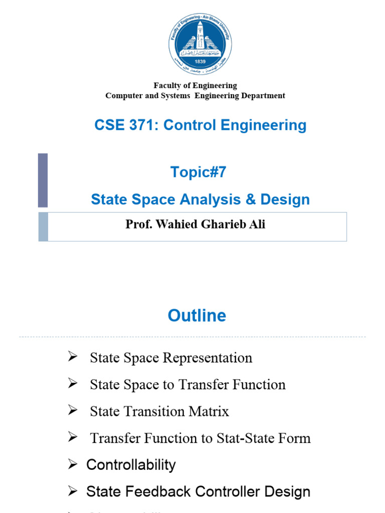 Topic#7 State Space Analysis and Design | PDF | Applied Mathematics ...