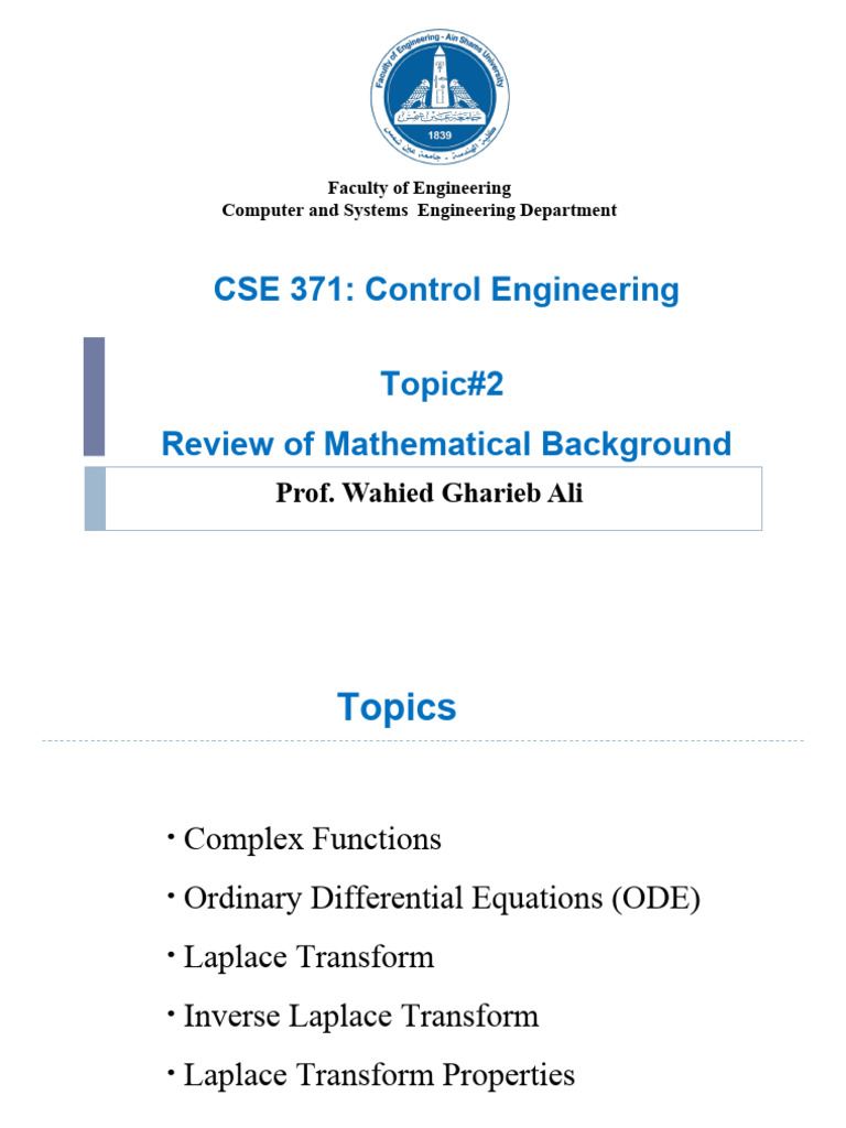 Topic#2 Review of Mathematical Background | Download Free PDF | Laplace Transform | Complex Analysis