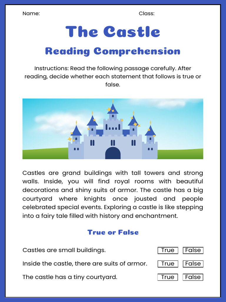 The Castle Reading Comprehension English Worksheet | PDF