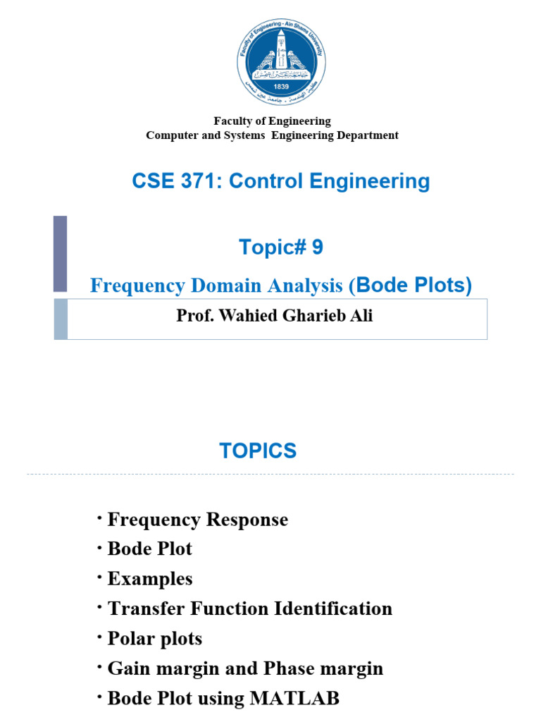 Topic#9 Frequency Domain Analysis (Bode Plots) | PDF | Computer Engineering | Oscillation