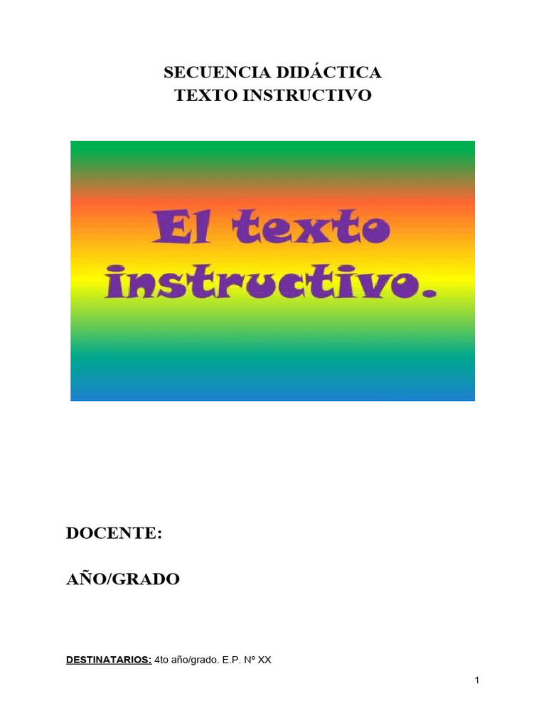 Secuencia Didáctica: Texto Instructivo | PDF