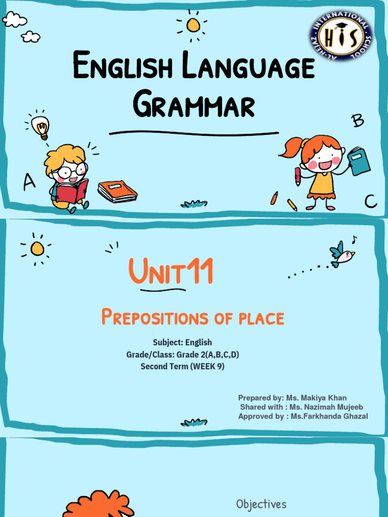Grade 2 Prepositions of Place Lesson | PDF