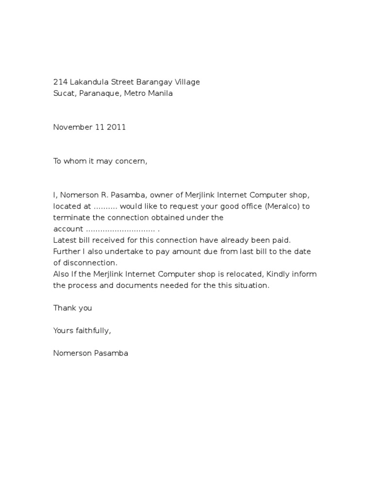 Letter of Request Meralco | PDF | Business | Computing And Information ...