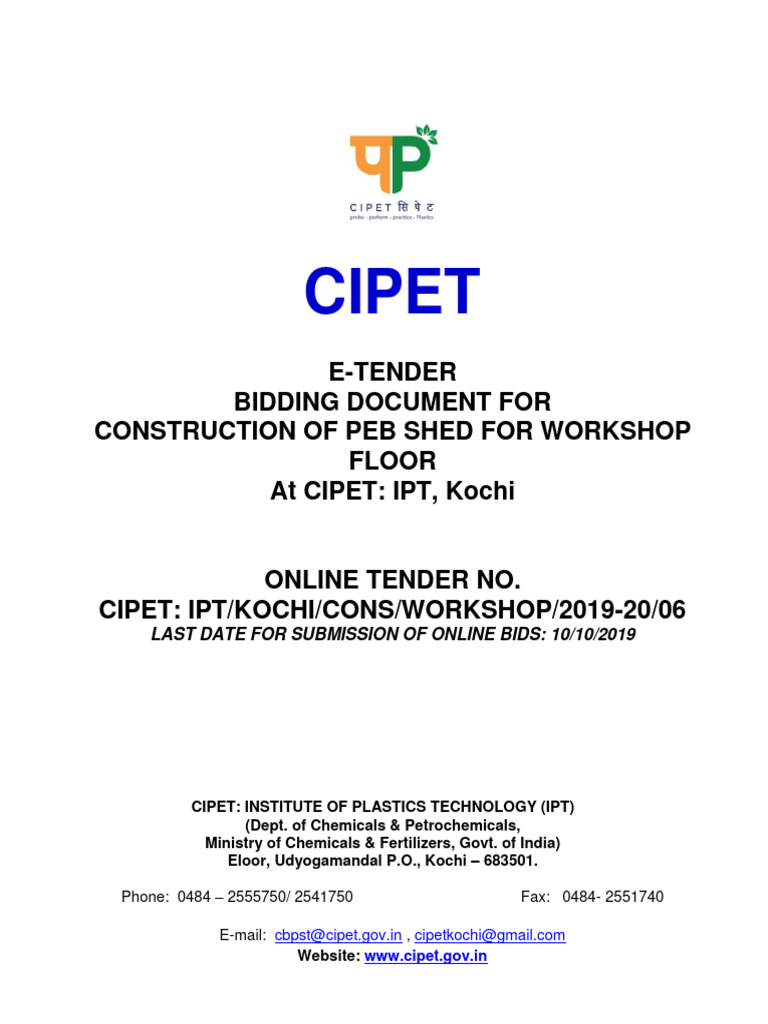 PEB Shed Tender Document | PDF | Concrete | Sheet Metal