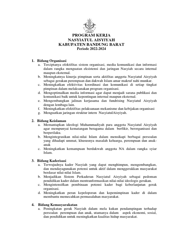 Program Kerja Nasyiatul Aisyiyah | PDF | Ilmu Sosial