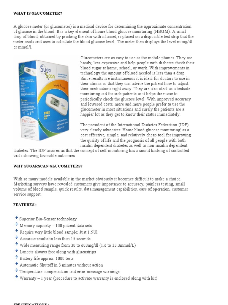 Glucometer Details 1 | PDF