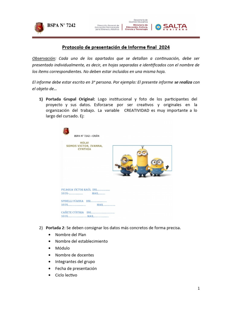 Protocolo de Presentación de Informe Final 2024-2 | Descargar gratis PDF | Teoría | Diseño