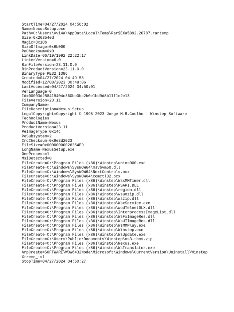 Nexus Setup File Details | PDF
