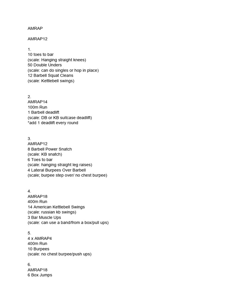 AMRAPS | PDF | Sports & Recreation | Cooking, Food & Wine