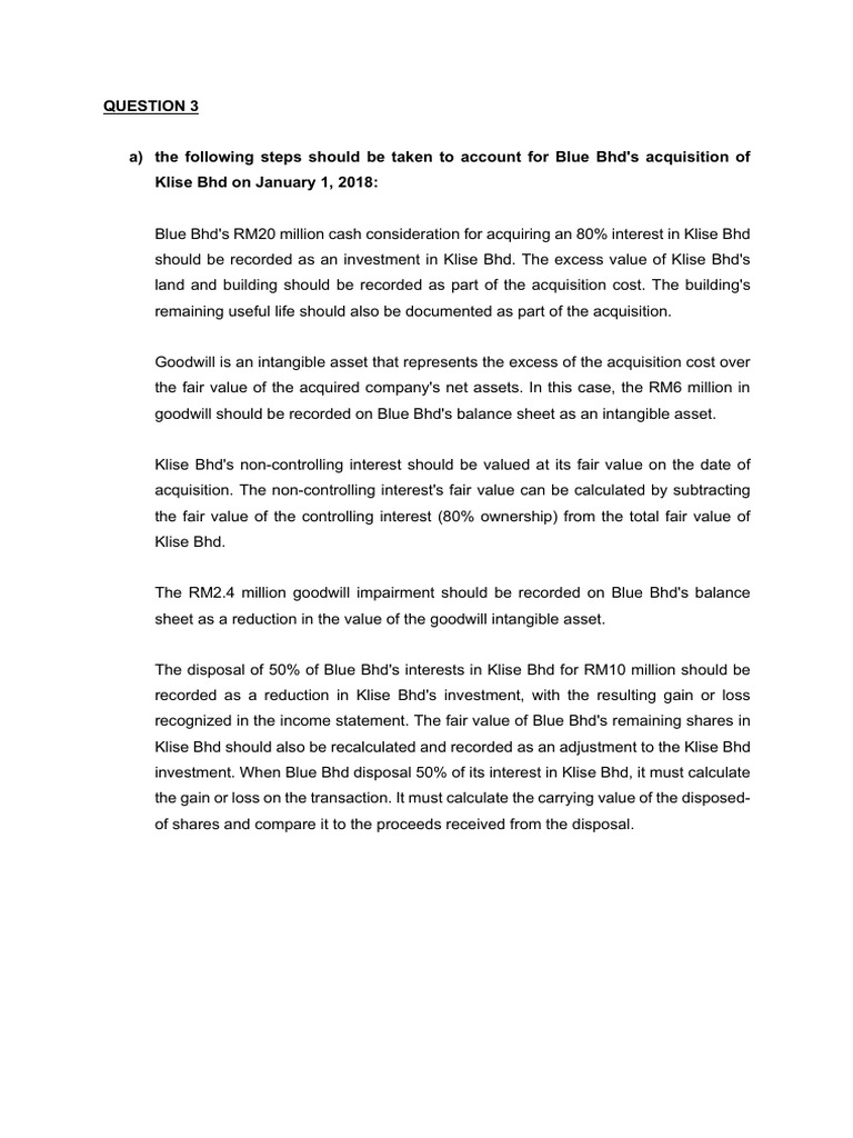 Far620 Group Assignment 1 (Q3&Q4) | PDF | Depreciation | Goodwill (Accounting)