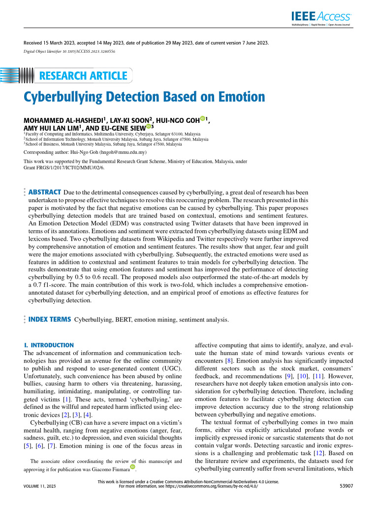 Cyberbullying Detection Based On Emotion | PDF | Emotions | Cognitive Science