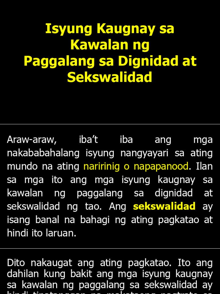 Ugnay Sa Kawalan NG Paggalang Sa Dignidad at Sekswalidad | PDF