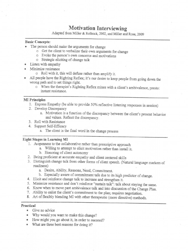 Motivational Interviewing | PDF | Psychology | Behavior Modification