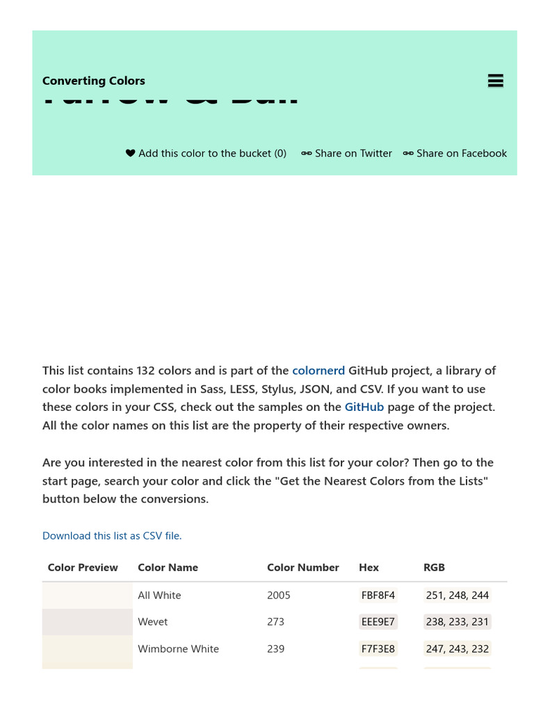 Farrow & Ball RGB | PDF | Artistic Techniques | Image Processing