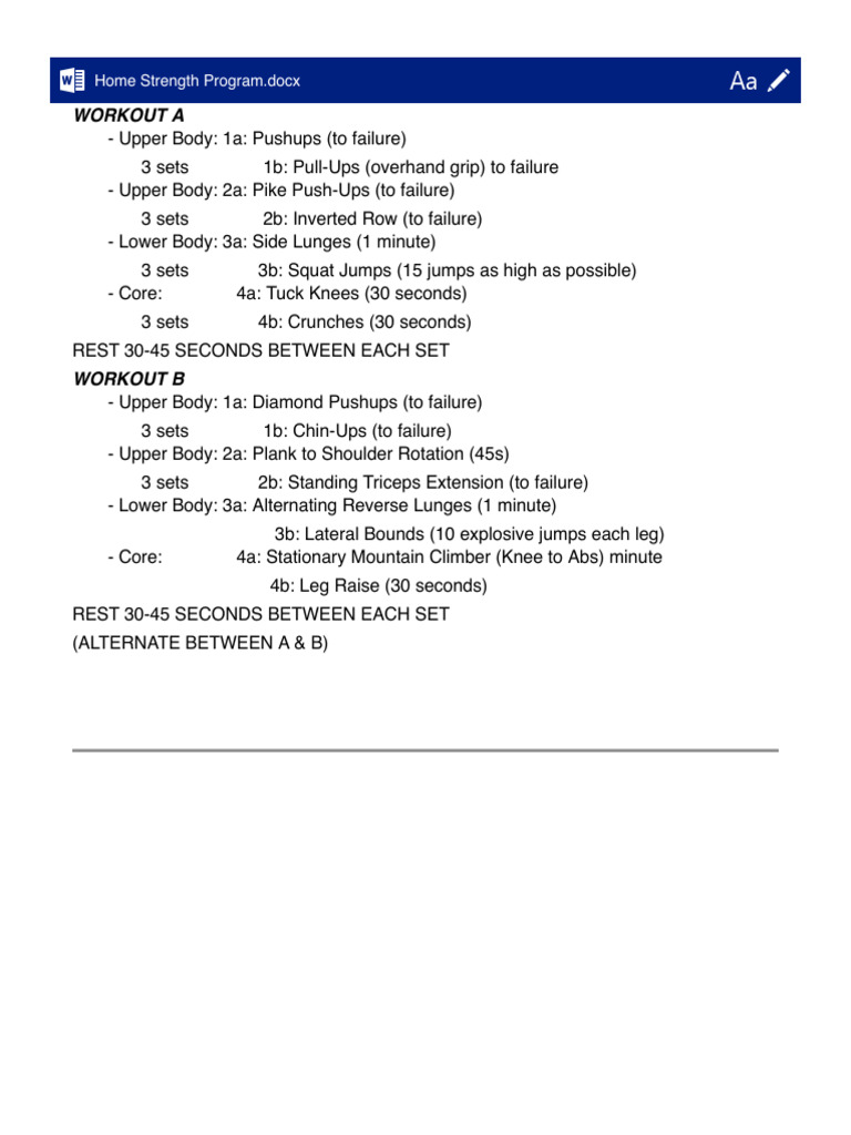 Home Strength Program | PDF