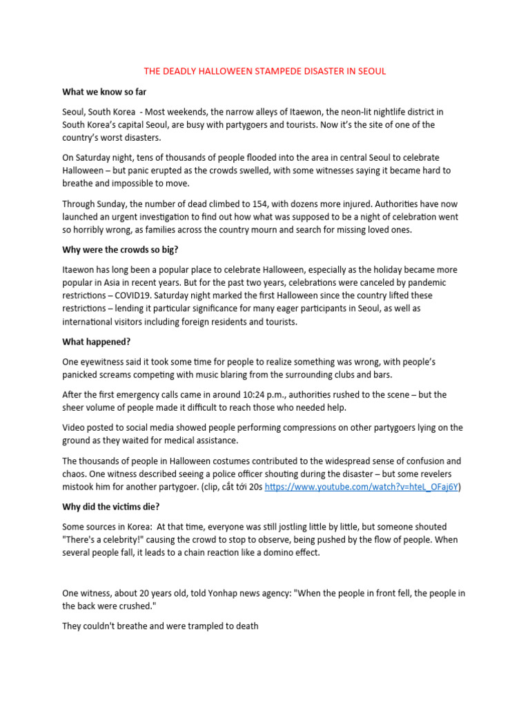 Seoul Halloween Stampede Tragedy Explained | PDF