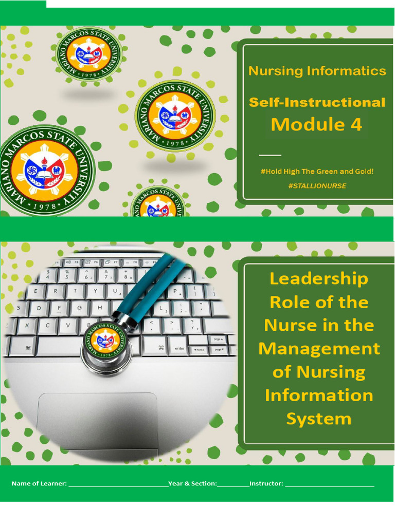 Module 4 Leadership Role of The Nurse in The Management of Nursing Information System 2022 ...