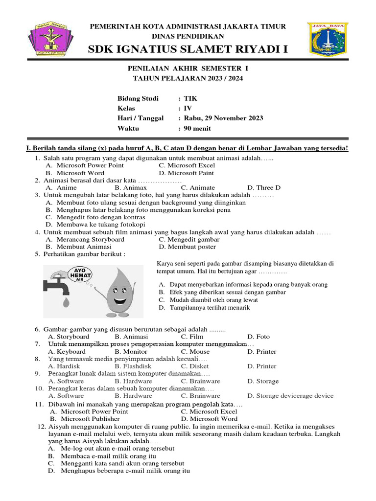 Pas Tik 2023-2024 Kelas 4 | PDF