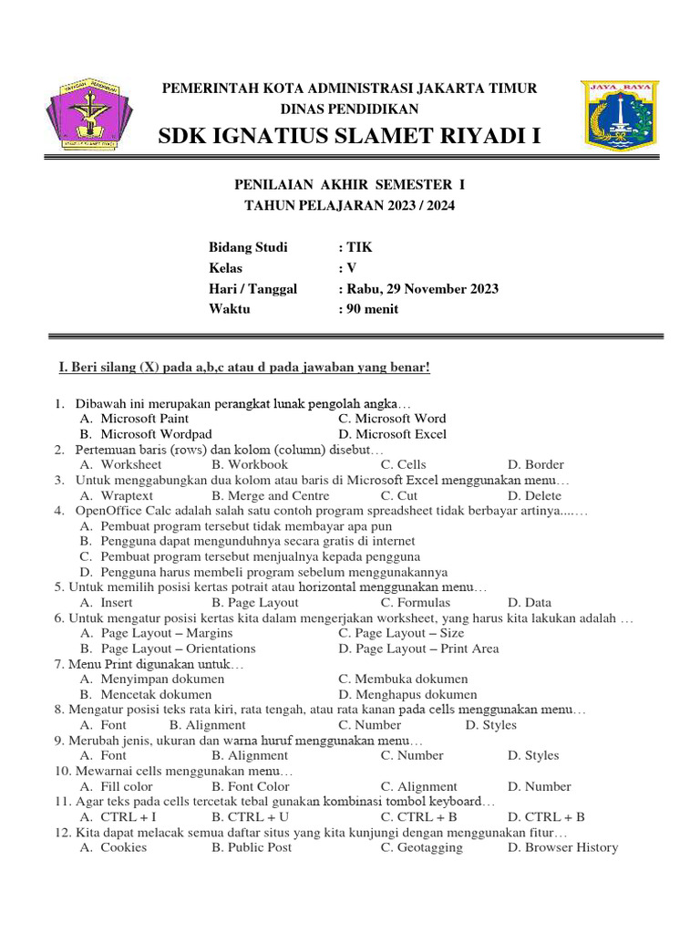 Pas Tik 2023-2024 Kelas 5 | PDF