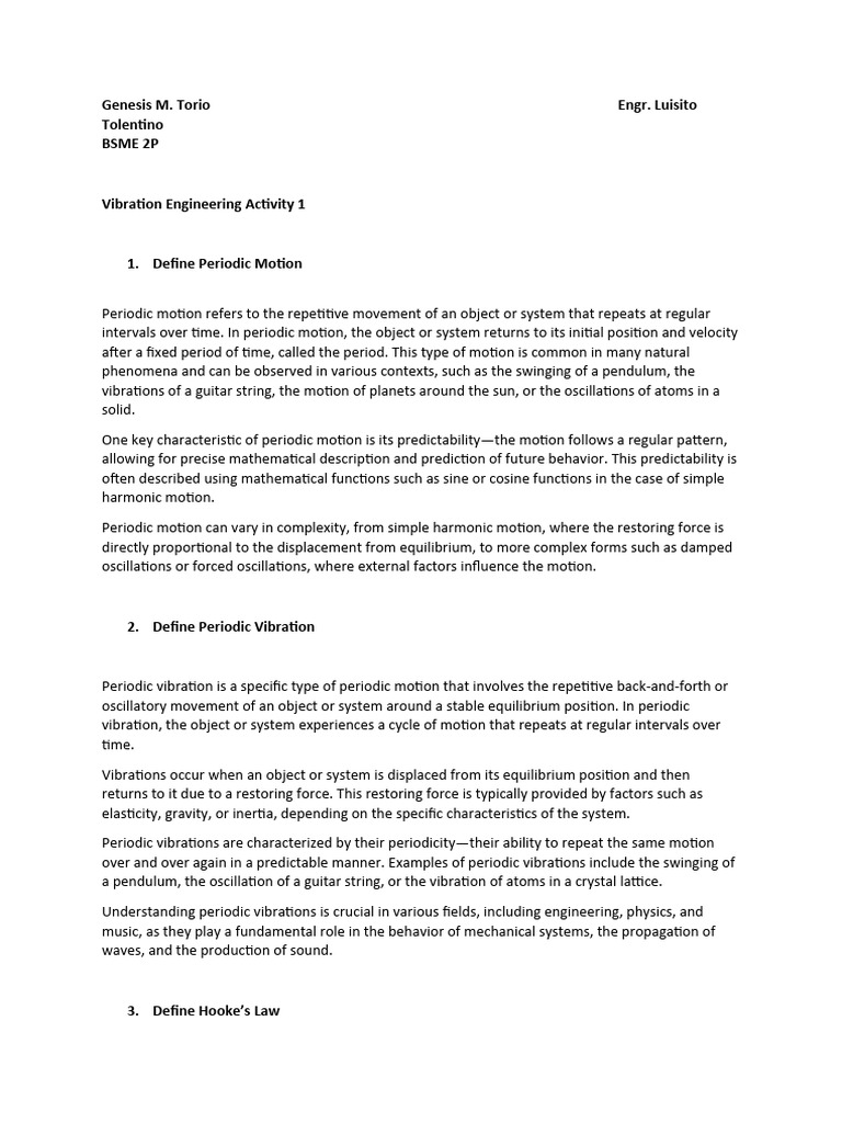 Vibration Engineering | Download Free PDF | Oscillation | Frequency