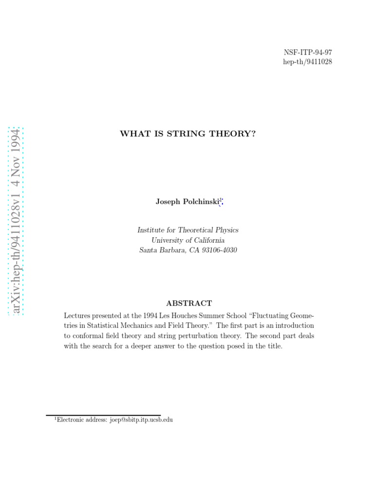 What Is String Theory | PDF | Noether's Theorem | String Theory