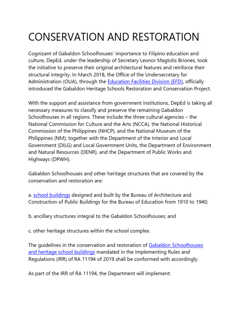 CONSERVATION AND RESTORATION | PDF